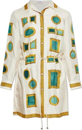 Versace Femme, Robes, Beige, Taille: 38 FR The Gallery Printed Silk Dress