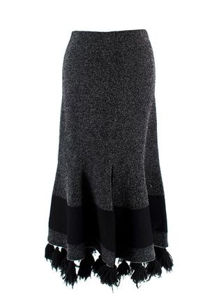 Proenza Schouler Grey Tassel Detail Midi Skirt Size XS
