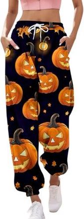 Generic HUIFUAO Pantalon de survêtement dHalloween pour femme, fantôme effrayant, citrouille, costume dHalloween amusant, grande taille, pantalon araignée, pa