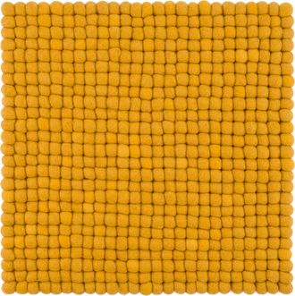 myfelt Filzkugel-Sitzauflage Stuhlauflage - Klara - quadratisch, 36x36 cm, Senfgelb