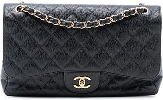 Chanel Hobo Bags - Jumbo Classic Caviar Double Flap - Gr. unisize - in Schwarz - f&uuml;r Damen
