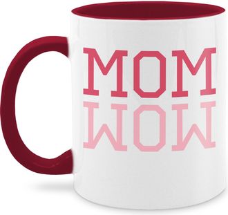 Shirtracer Tasse Tassen 325ml - Mom Wow Mama Mutti Geschenk - 325 ml - Bordeauxrot - muttertagstasse mum kaffeebecher moms cup m&uuml;tter kaffeetasse geschenke f&uuml;r m