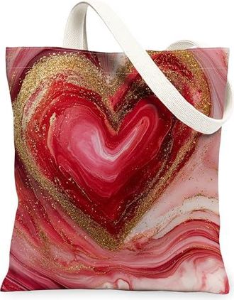 Generic Sac fourre-tout en toile marbr&eacute;e motif art abstrait r&eacute;utilisable sac &agrave; provisions &eacute;l&eacute;gant et lavable pour voyage, plage, pique-nique 33 x 38 cm