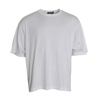 Dolce & Gabbana Wei&szlig;es Baumwoll-T-Shirt mit Rundhalsausschnitt und kurzen &Auml;rmeln - - Tops - Herren - Wei&szlig; - 5XL