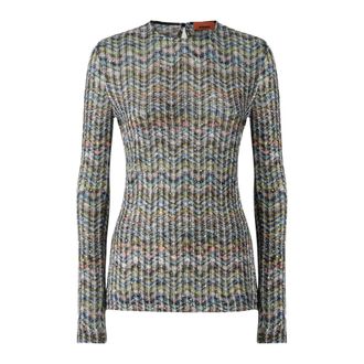 Missoni Femme, Pulls, Multicolore, Taille: 36 FR Pull &agrave; manches longues en m&eacute;lange viscose orn&eacute; de sequins