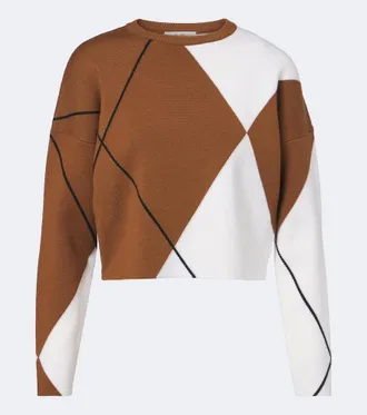 Max Mara Pull court en laine vierge &agrave; motif argyle