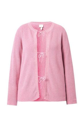 Ulla Popken Strickjacke Strickjacke Schleifenverschluss Rundhals