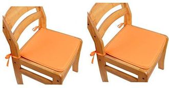 Dada Lot de 2 coussins de chaise avec attaches antid&eacute;rapantes &agrave; nouer pour jardin, terrasse, cuisine, salle &agrave; manger - 40 x 40 cm (orange)