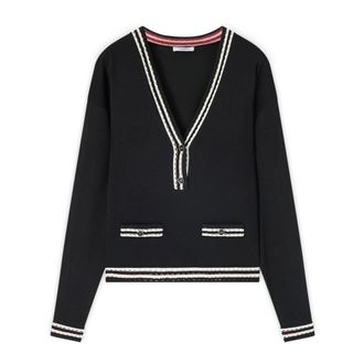 Motivi Pullover mit Kontrastbesatz - - Knitwear - Damen - Schwarzk - M
