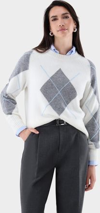 van Laack Rundhalspullover mit Argyle-Muster mit Kaschmir