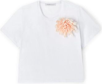 Motivi Femme, Tops, Blanc, Taille: 38 FR T-shirt boxy avec broche fleur