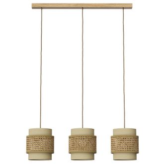 Vicco 3er Pendelleuchte Morten, Rattan/Creme, 70 x 120 cm, Vicco