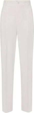 Elisabetta Franchi Femme, Pantalons, Blanc, Taille: 40 FR Pantalon Gabardine avec Pinces