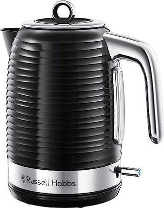 Russell Hobbs Bouilloire Electrique [Design & Performance] Inspire Noir (1,7L, 2400W, ébullition rapide, économie dénergie, marques 1/2/3 tasses, filtre anticalcair