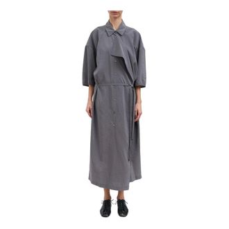 Christophe Lemaire Femme, Robes, Gris, Taille: 36 FR Abito Camicia Lungo in Seta