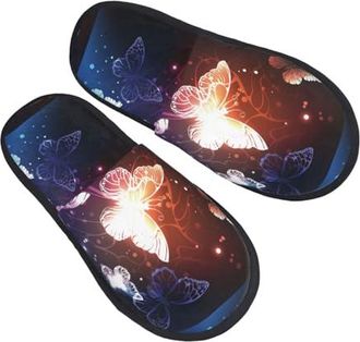 Generic Papillon Nocturne Lumineux 1 Unisexe Pantoufles Chaud Chaussures De Maison Antid&eacute;rapantes Chaussons Pour Maison Hiver Int&eacute;rieur L