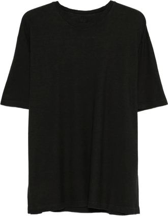 120% Lino Homme, Tops, Noir, Taille: M T-shirt &agrave; col rond