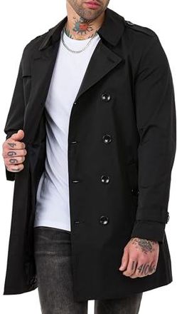 Red Bridge Redbridge Red Bridge Manteau trench pour homme, veste demi-saison, doublée, version lourde, Noir, XL