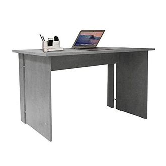 Dmora Bureau linéaire pour bureau et étude, Table dordinateur Minimal, Bureau de travail, 150x78xh75 cm, couleur Gris Ciment