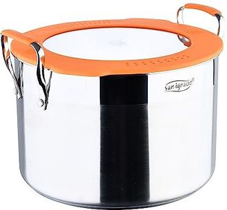 San Ignacio Compact | Topf mit Deckel 24 cm | Aus Edelstahl | Doppel-Beschichtung | Silikongriffe | Küchenutensilien | Geeignet für Alle Herdarten