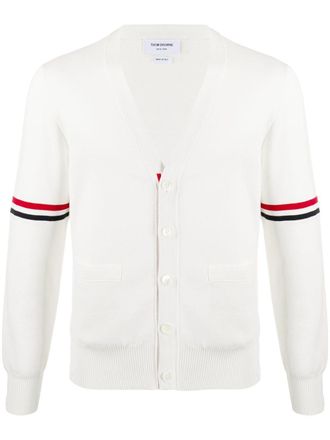 Thom Browne cardigan à détails rayés - Blanc