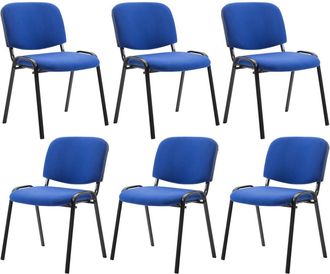 Clp 6er Set Besucherstuhl Ken Stoff I Stapelstuhl Mit Robustem Metallgestell I Polsterstuhl Mit Rückenlehne, Farbe:blau