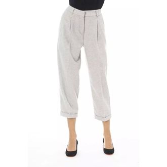 Alpha Studio Femme, Pantalons, Gris, Taille: 44 FR Jean & Pantalon en Laine Gris