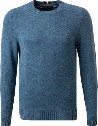 Tommy Hilfiger Herren Pullover blau Merinowolle unifarben