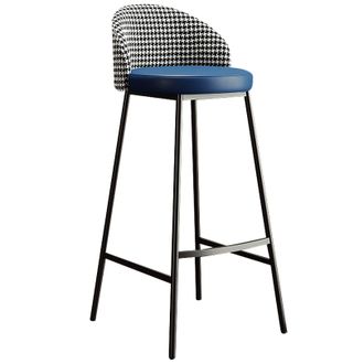 Generic Barhocker, Barhocker in Tresenh&ouml;he aus Kunstleder mit niedriger R&uuml;ckenlehne und Fu&szlig;st&uuml;tze, K&uuml;cheninsel-Barhocker, einfache Montage, 66/76 cm