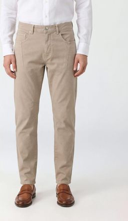 Eleventy Slim-Fit-Hose aus Leinen-Baumwoll-Mischung mit Kordelzug in der Taille
