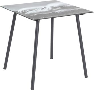 Haku Möbel Beistelltisch Motiv, schwarz, Metall, Sicherheitsglas - Maße: B 40 cm x H 41 cm x T 40 cm, Style: Modern