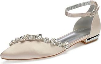 Generic Chaussures Mari&eacute;e Plates Confortable Femme Confortable Plates Mariage Chaussures Plate Mariee Robe 2Cm,Champagne,37 EU