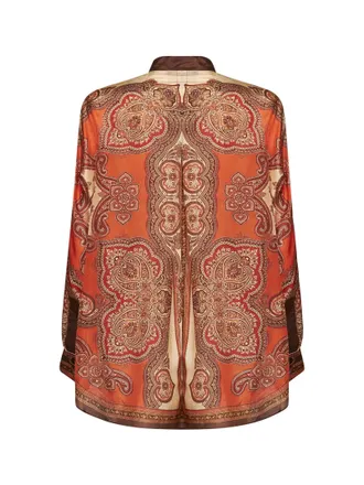 Zimmermann Womens Shirt Mahon Dolman Tangerine Silk Multicolour