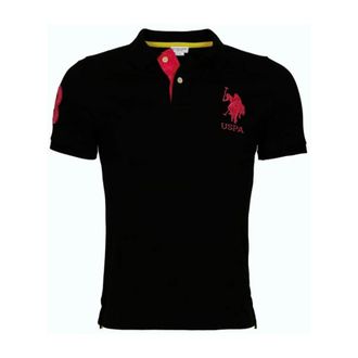 U.S.Polo Association Schwarzes Baumwoll-T-Shirt mit Logo - - Tops - Herren - Schwarzk - XL