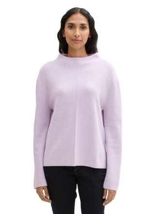 Tom Tailor Damen RIPP Strickpullover mit Stehkragen, 33805 - Soft Lavender Melange, XXXL