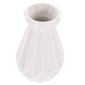Artibetter Wei&szlig;e Keramikvase mit Matter Oberfl&auml;che und Vertikaler Struktur Kleine Dekorative Blumenvase aus Kratzfester Keramik f&uuml;r Wohnzimmer und Desktop Stilvo