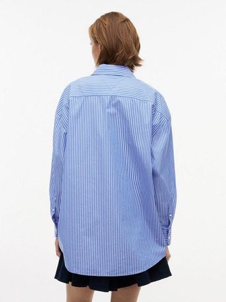Tommy Jeans Hemdbluse TJW OVS ESSENTIAL SHIRT EXT Baumwolle, Brusttasche mit Flag