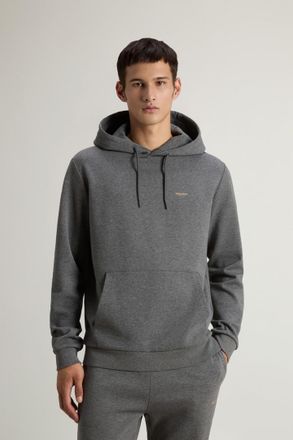Woolrich Herren Kapuzen-Sweatshirt aus Baumwoll-Interlock-Mix Grey Größe XXL