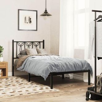 vidaXL Bettgestell mit Kopfteil Metall Schwarz 90x190 cm Vidaxl
