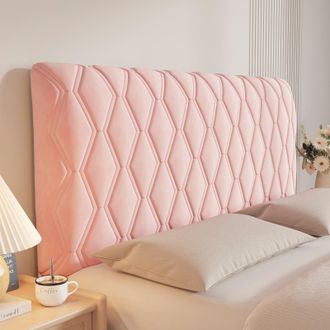 Generic Dehnbarer Gesteppter Verst&auml;rkter Kopfteilbezug aus Samt Queen Bett King Bett Staubdichter Schutz f&uuml;r Wohnheim Schlafzimmer Rosa 190cm/75in