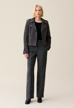 Claudie Pierlot Veste perfecto cuir su&egrave;de