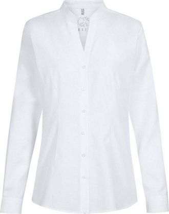 Greiff Langarmbluse Greiff Corporate LANDHAUS Damen Bluse Langarm V-Neck Regular Wei&szlig;