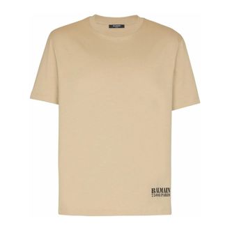 Balmain T-Shirt mit Small Stamp-Print - - Tops - Herren - Beige - XS