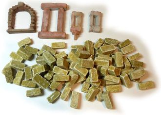 SELVA Krippenbausatz Genezareth, Fenster Set, mit 85 Rechtecken (Sinai), Rundbogenfenster Galil&auml;a, Fensterrahmen Galil&auml;a, 2 schmalen Fenstern (Ziegelrot)