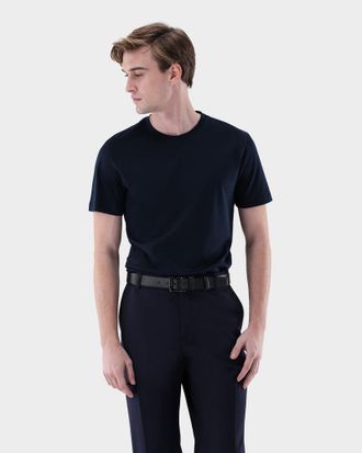 van Laack T-Shirt aus Schweizer Baumwolle mit Rundhals Slim Fit