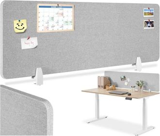 TecTake Tectake - Cloison de bureau Noisy avec coins arrondis - 130 x 40 cm, gris