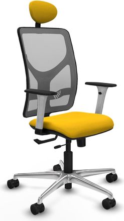 Piqueras y Crespo Call Center Sattelstuhl mit wei&szlig;en und schwarzen Armlehnen, h&ouml;henverstellbarer Lendenwirbelst&uuml;tze und festem Kopfteil, ausgestattet mit Syncro/Traslac