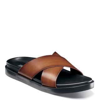 Stacy Adams Herren Montel Pantoletten mit Kreuzriemen Schiebe-Sandalen, Cognac, 44.5 EU