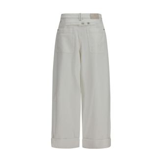 Brunello Cucinelli Womens White Cotton Casual Pants