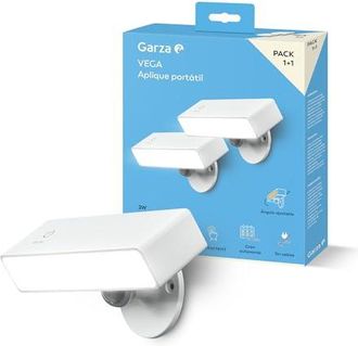Garza Set 1+1 Tragbare LED-Wandleuchte VEGA 2W 240lm, Dimmbares Licht 4000K, Akku 3000mAh bis zu 30 Tage, USB-C, Kabellose Installation, Wei&szlig;es Design